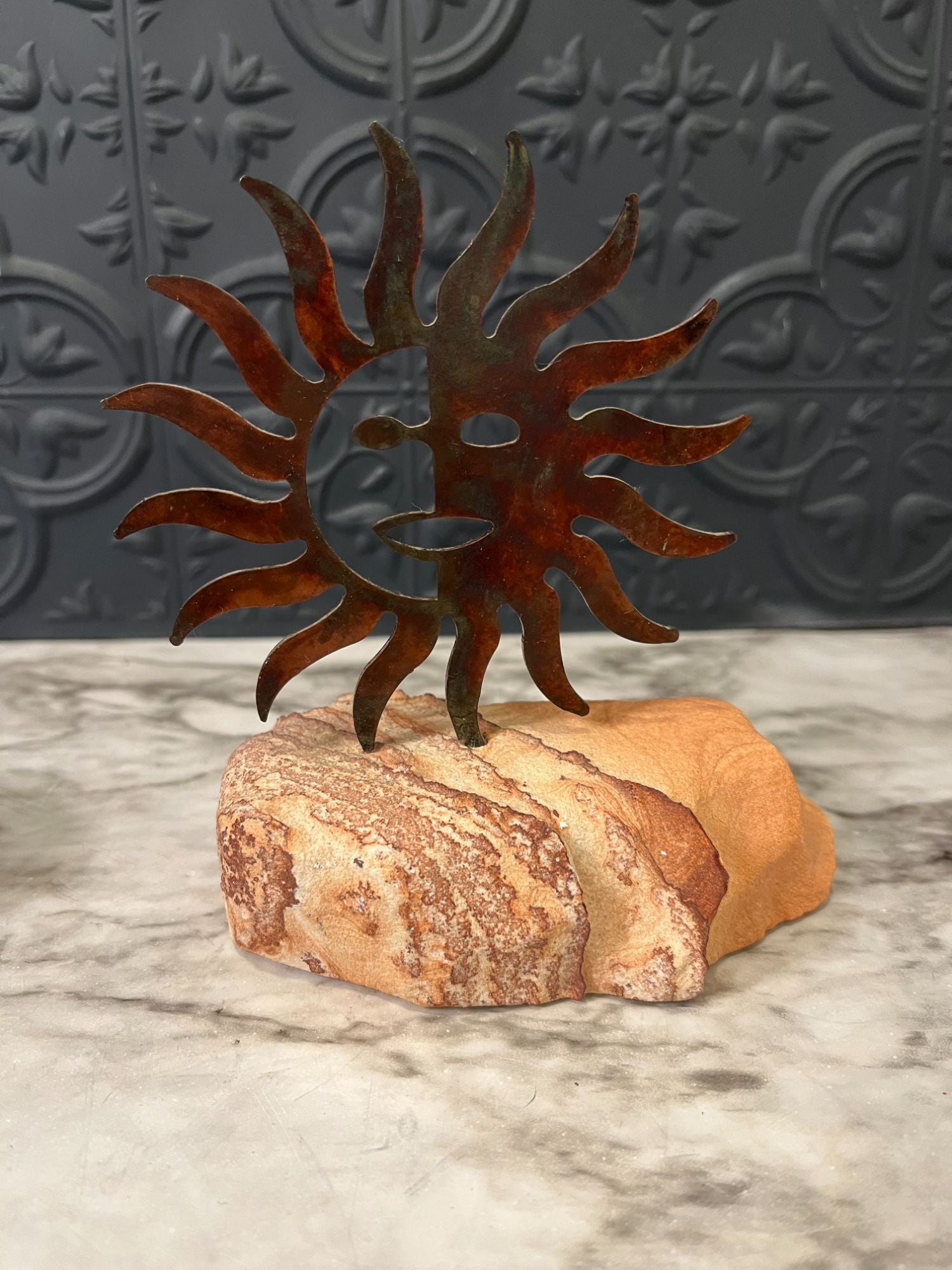 Laser Cut Metal Sun on Rock – Make Me Modern Decor